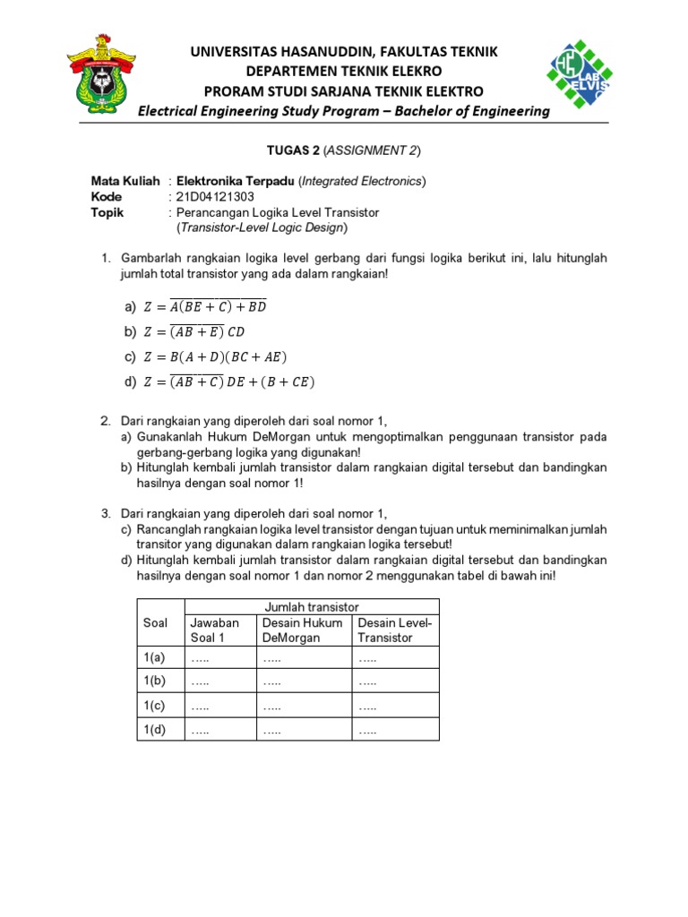 TUGAS 2 - Perancangan Logika Level Transistor | PDF