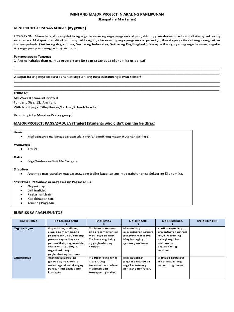 GRASPS - Mini Major Proj AP9 4Q PDF | PDF