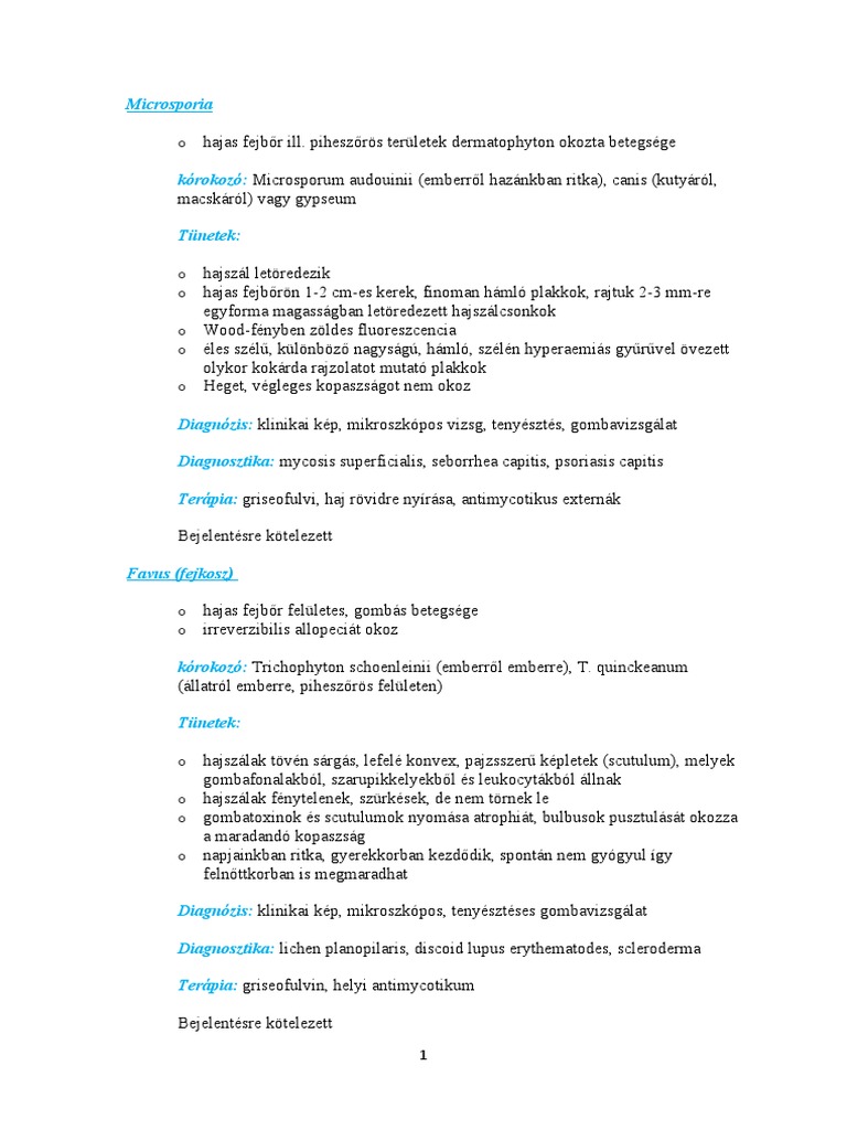 A Hajas Fejbor Gombas Megbetegedesei | PDF