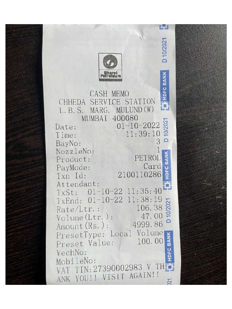 Petrol Bill 2 | PDF