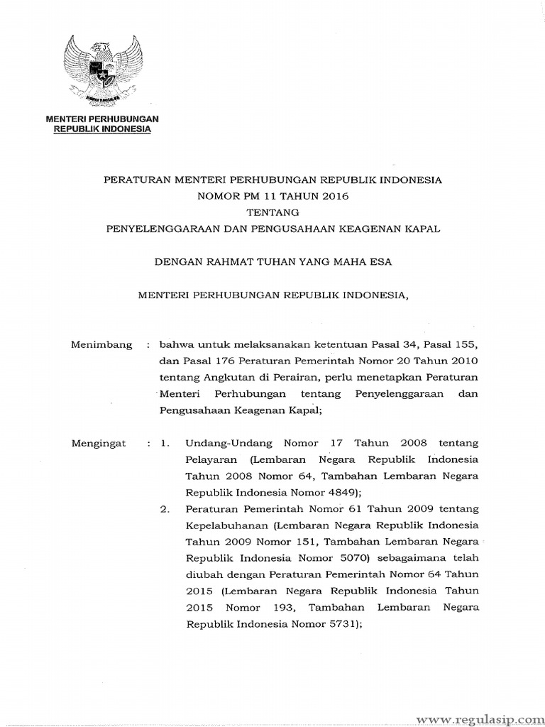 Regulasi Keagenan Kapal di Indonesia | PDF