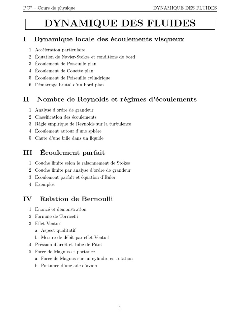 Dynamique Fluides Eleve | PDF