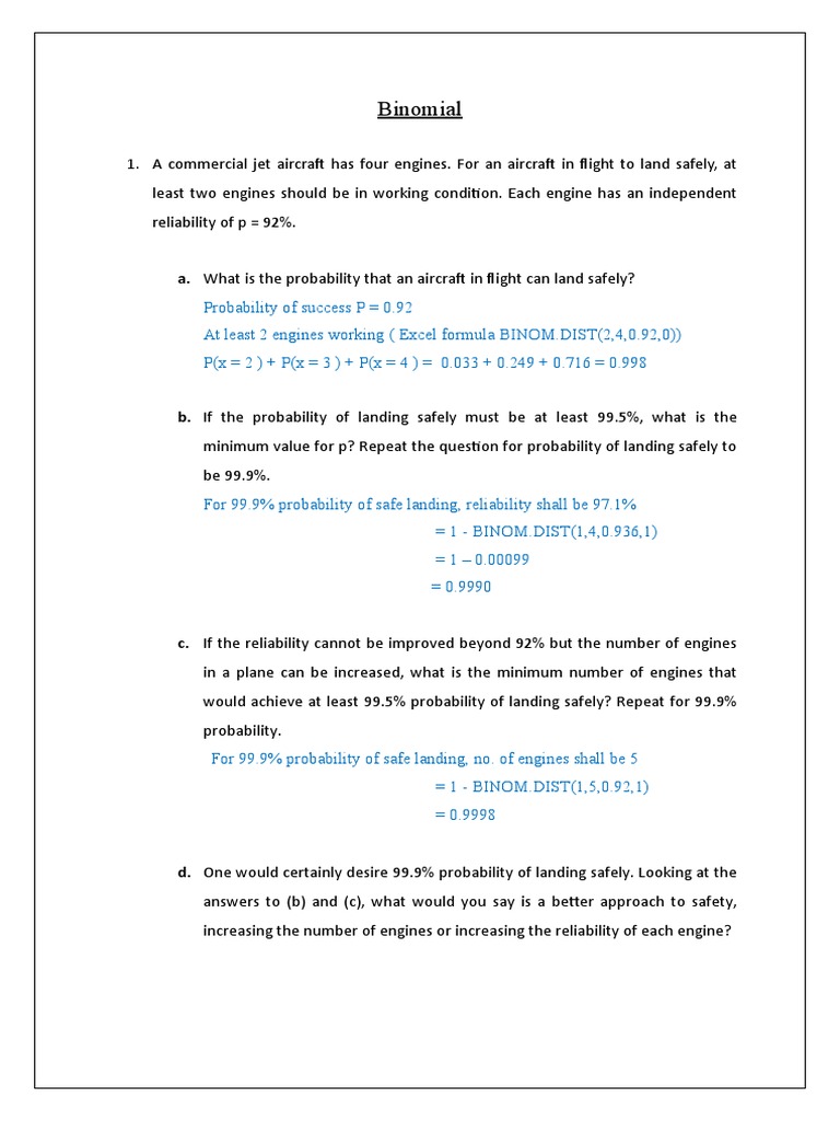Binomial W - Answers | PDF