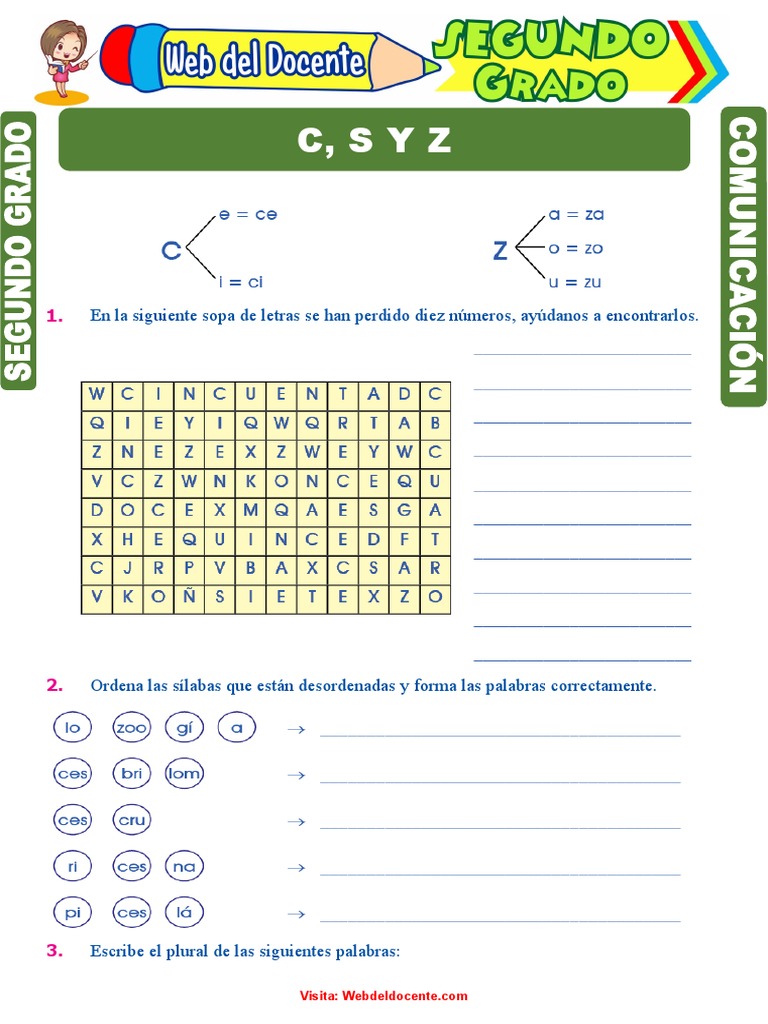 Palabras Con La C S Z para Segundo Grado de Primaria | PDF