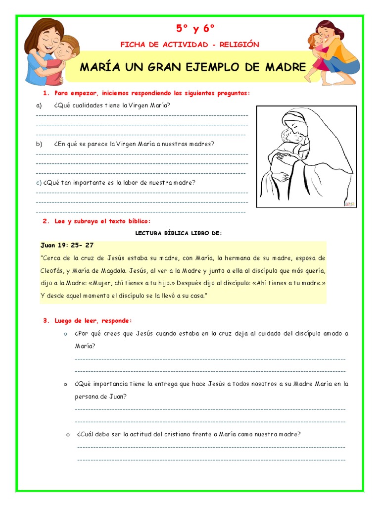 Ficha-Juev-Rel-María Un Gran Ejemplo de Madre V Ciclo | PDF | María, madre de Jesús | Juan el ...