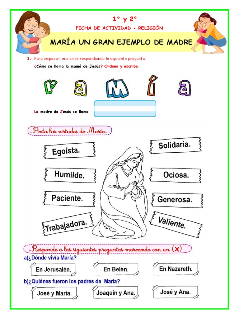 Ficha-Juev-Rel-María Un Gran Ejemplo de Madre Iii Ciclo | PDF