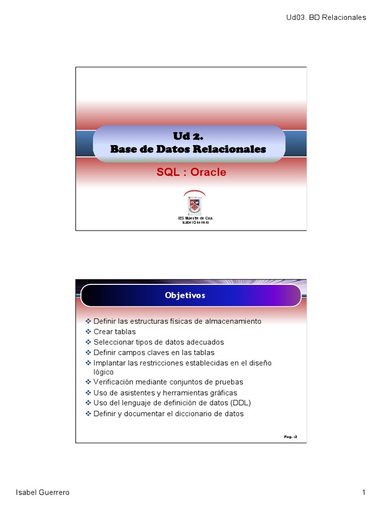 Ud 2.base de Datos Relacionales - Oracle | PDF | SQL | Datos
