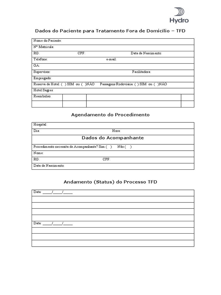 Formulário TFD: Dados do Paciente | PDF