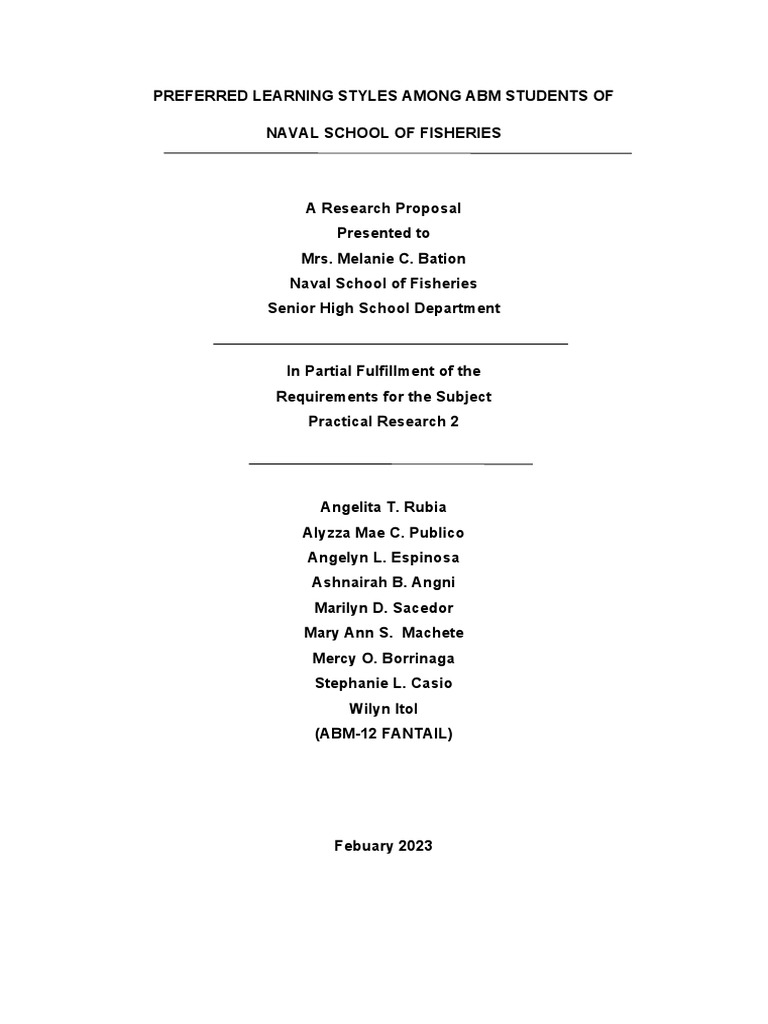 PREFERRED LEARNING STYLES AMONG ABM STUDENTS Wps | PDF