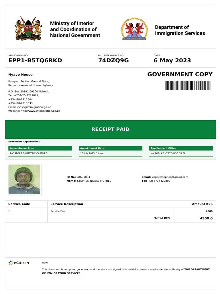 Epp1-B5tq6rkd-Immigration Receipt | PDF