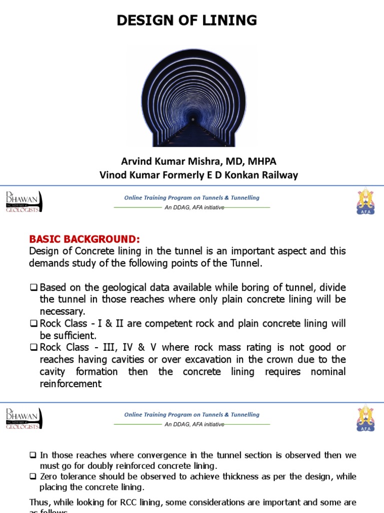 Design of Lining-Presentation | PDF | Stress (Mechanics) | Concrete
