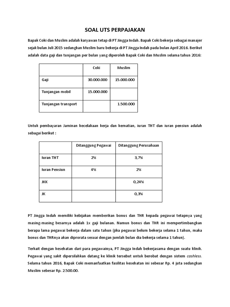 Soal UTS Perpajakan | PDF