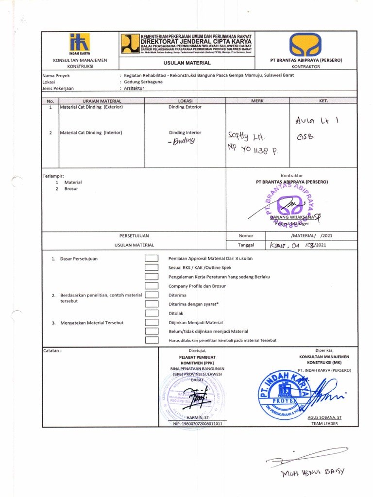 Approval Material Gedung Serbaguna | PDF