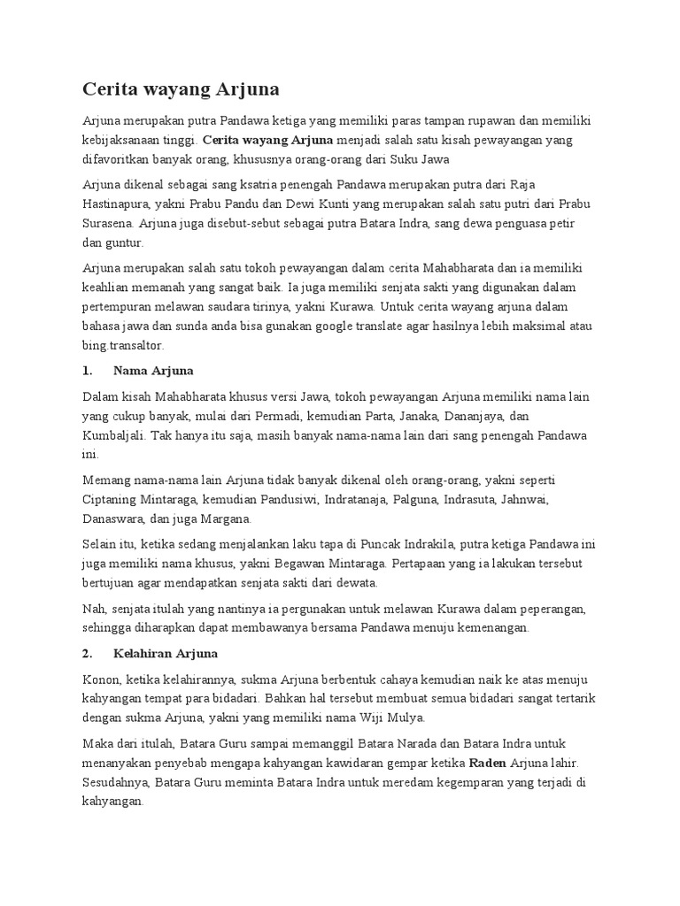 Cerita Wayang Arjuna | PDF
