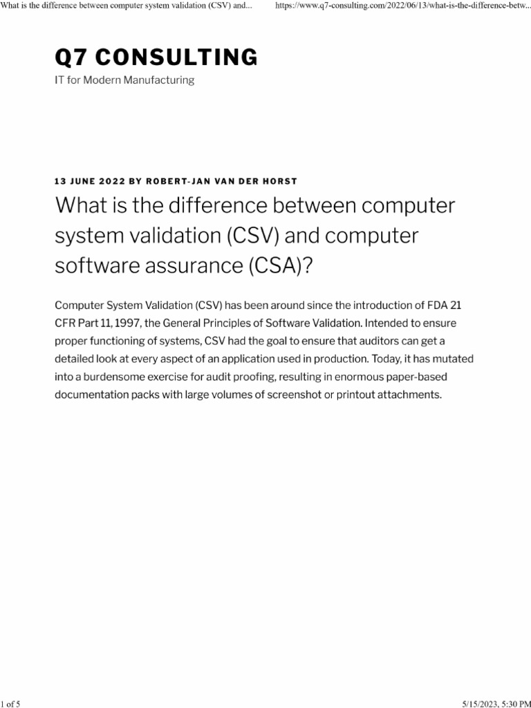 Differences Between Csa CSV | PDF