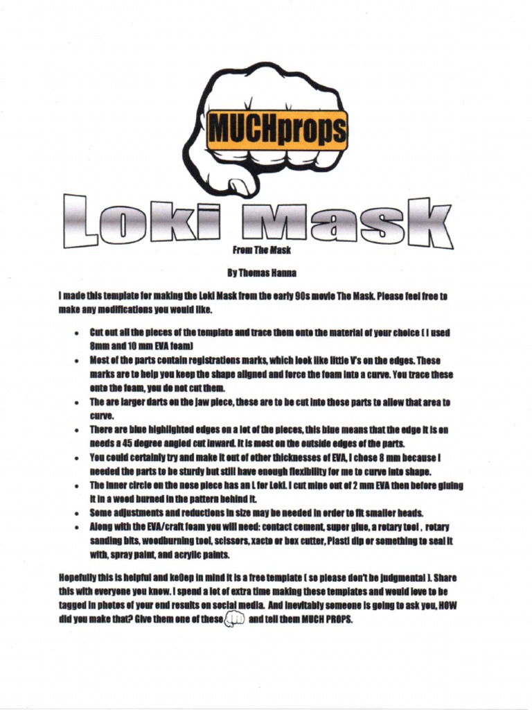 Loki Mask Template | PDF