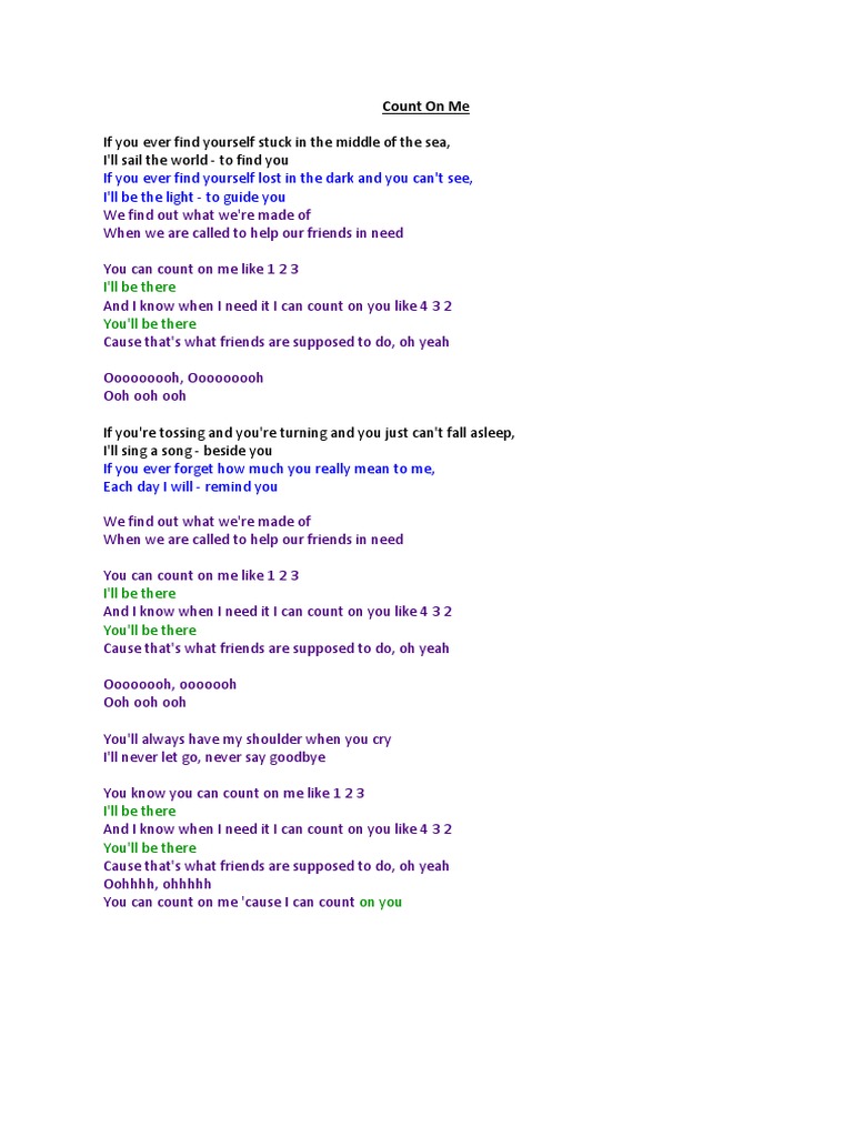 Count On Me Lyrics | PDF