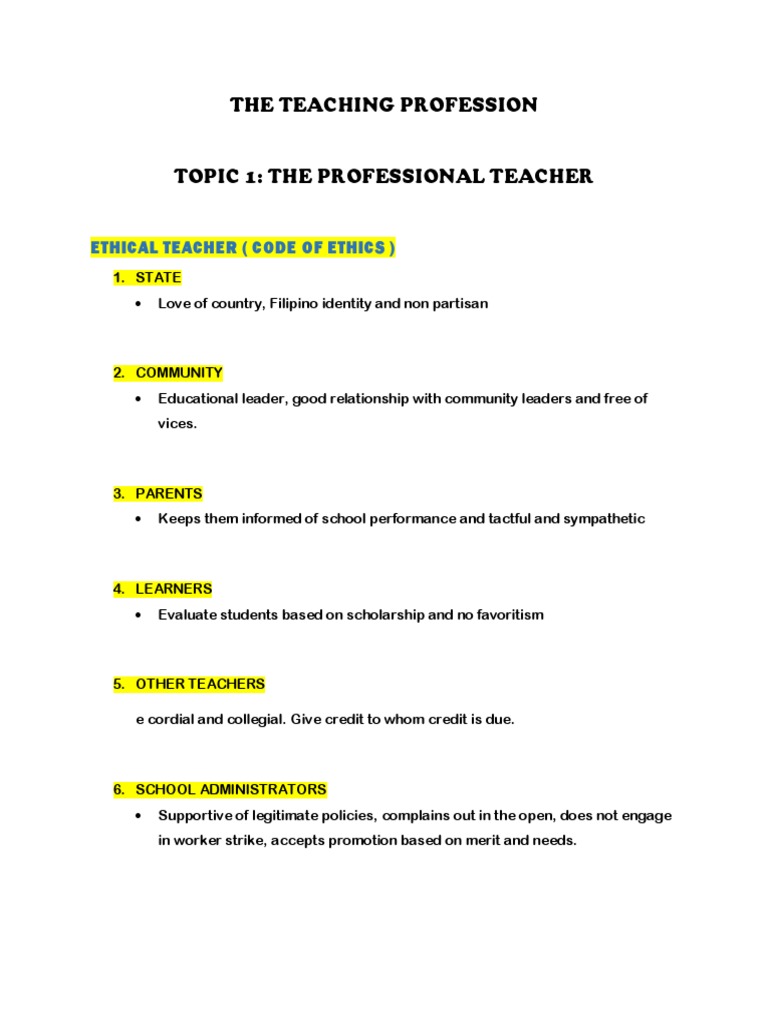 The Teaching Profession Reviewer | PDF | Schools | Teachers