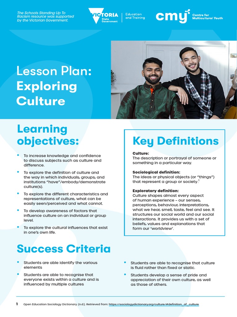 Lesson Plan Exploring Culture | PDF | Perception | Gender