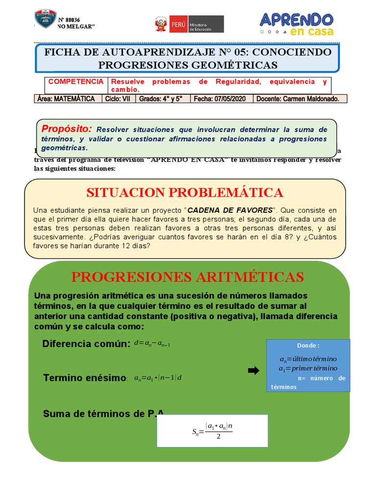 Progresiones Matemáticas: Problemas y Soluciones | PDF | Matemáticas