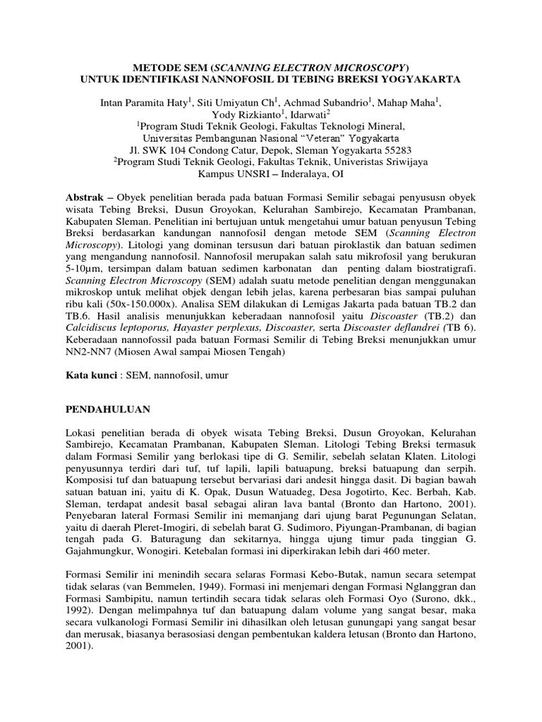 Metode Sem (Scanning Electron Microscopy) | PDF | Sains & Matematika