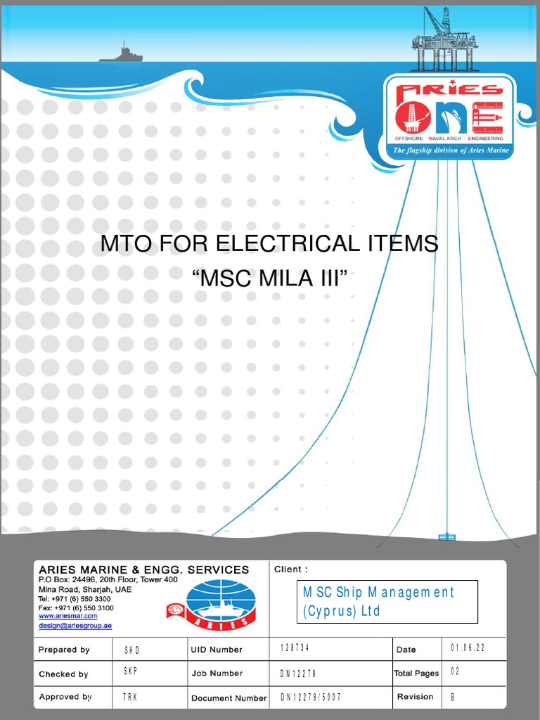 DN12278 - 5007 - Mto For Electrical Items - Rev B | PDF