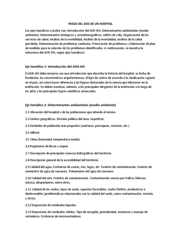 Pasos del ASIS en Hospitales | PDF | Hospital | Infección adquirida en ...