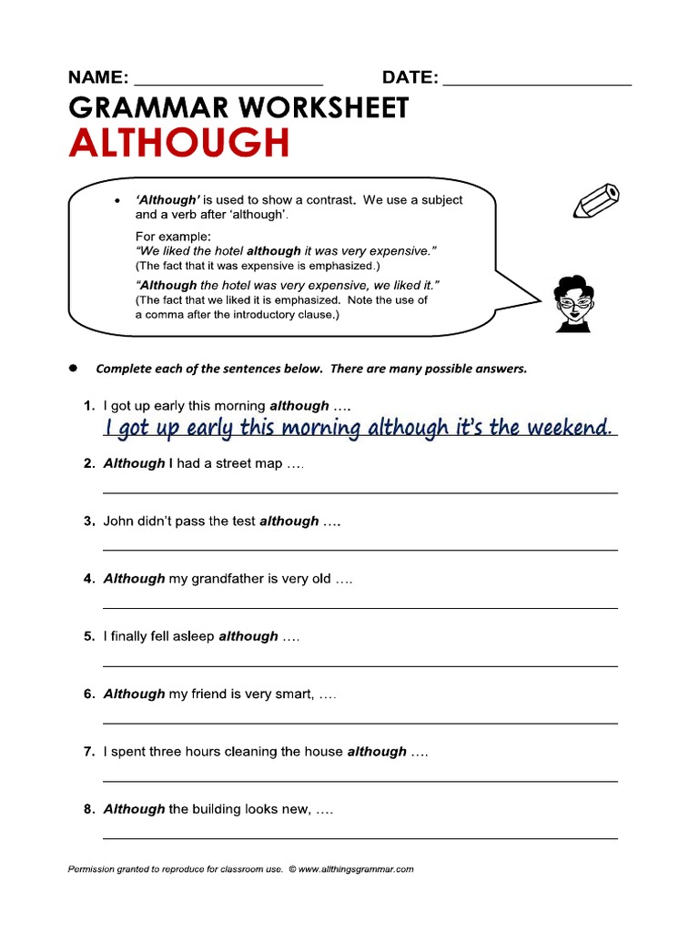 Although - Exercises | PDF