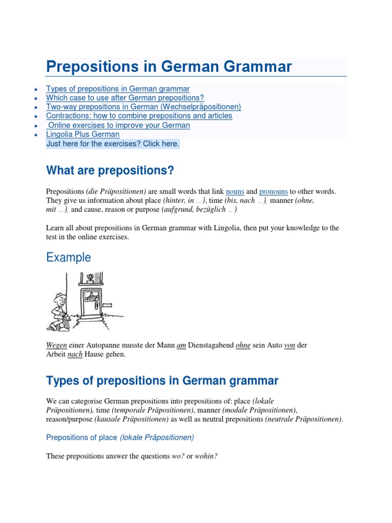 Prepositions in German Grammar | PDF