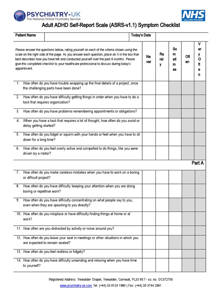 ASRS-ADHD-self-report-scale-2 2 | PDF | Abnormal Psychology | Human Diseases And Disorders