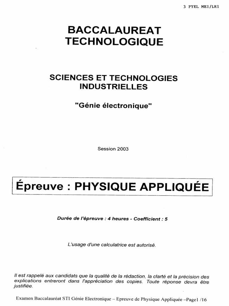 Sujet Bac 2003 | PDF