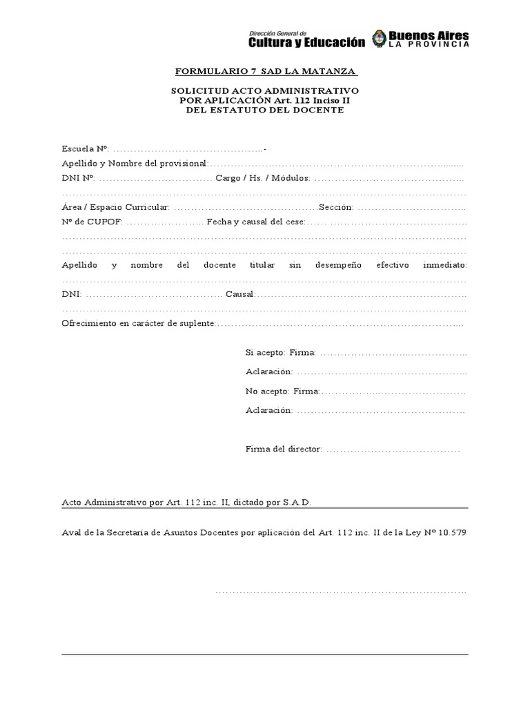 Form 7 Aval Art. 112 Inc. II Pase de Prov A Sup | PDF
