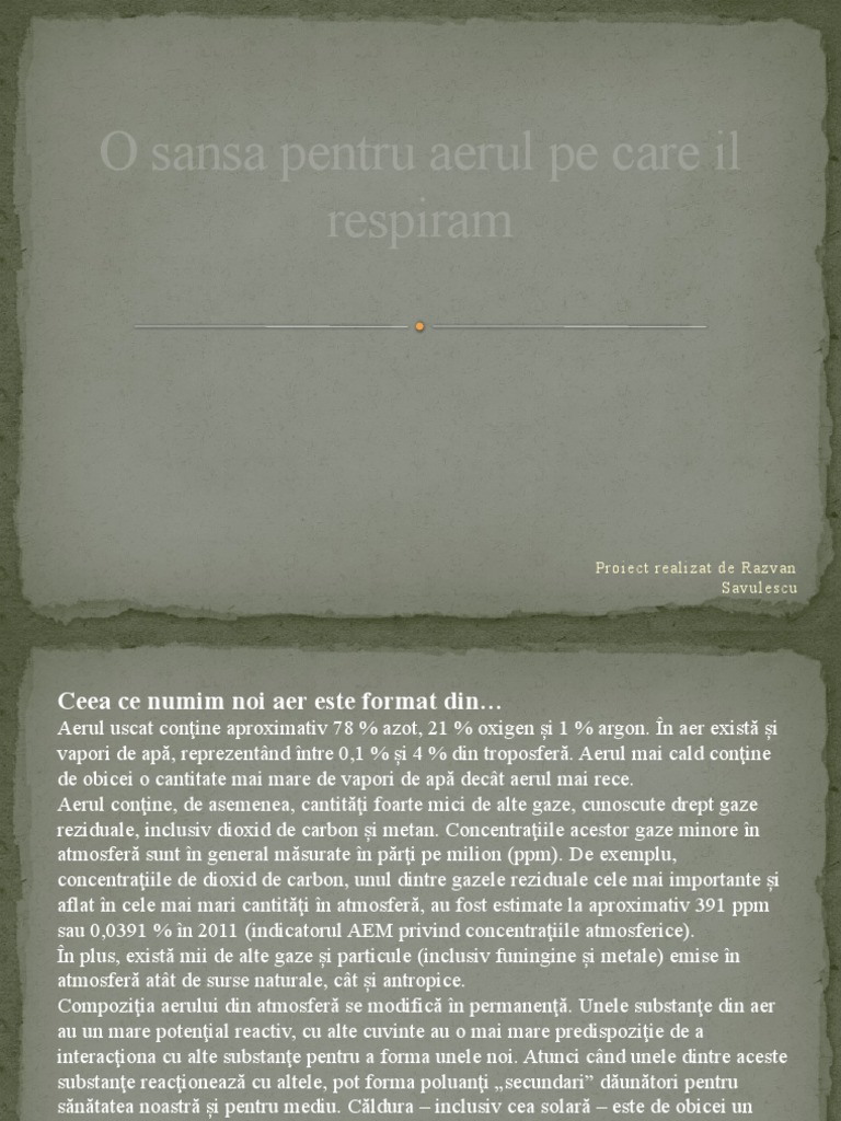 O Sansa Pentru Aerul Pe Care Il Respiram | PDF