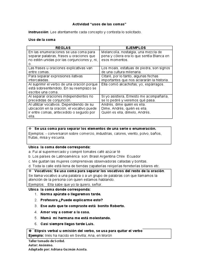 Taller Usos de La Comas 1 | PDF