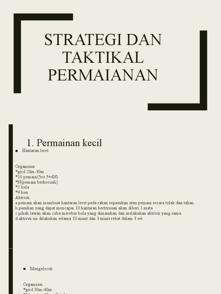 Strategi Dan Taktikal Permaianan | PDF