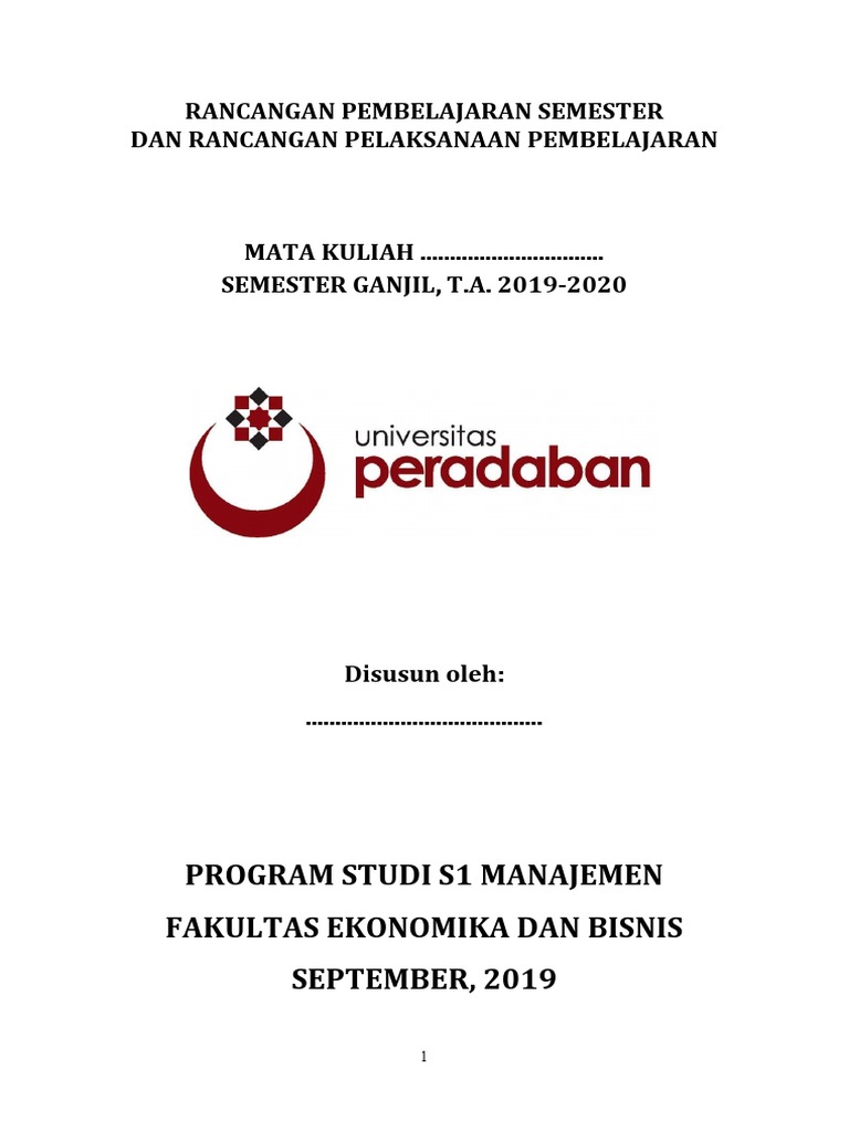 TEMPLATE RPS DAN RPP PRODI S1 MANAJEMEN Semester Ganjil TA 2019-2020 | PDF