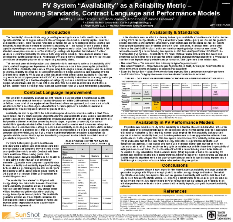 PV System Availability Metrics Explained | PDF