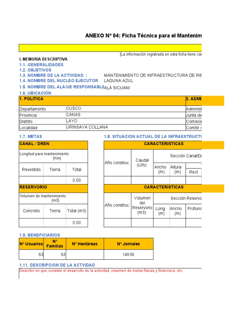 Ficha Tecnica Canal B Hanocca Layo | PDF