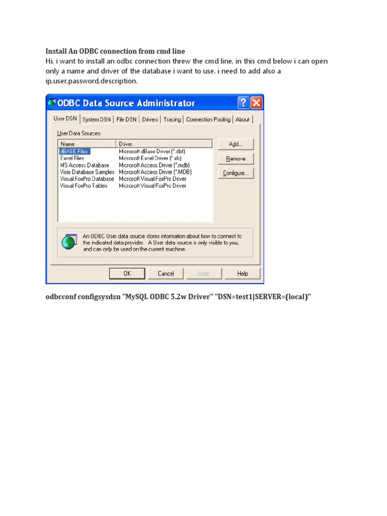 Install An ODBC Connection From CMD Line | PDF