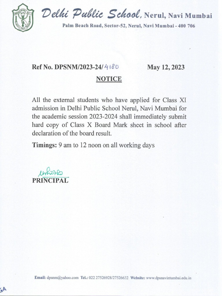 Marksheet Submission Notice | PDF