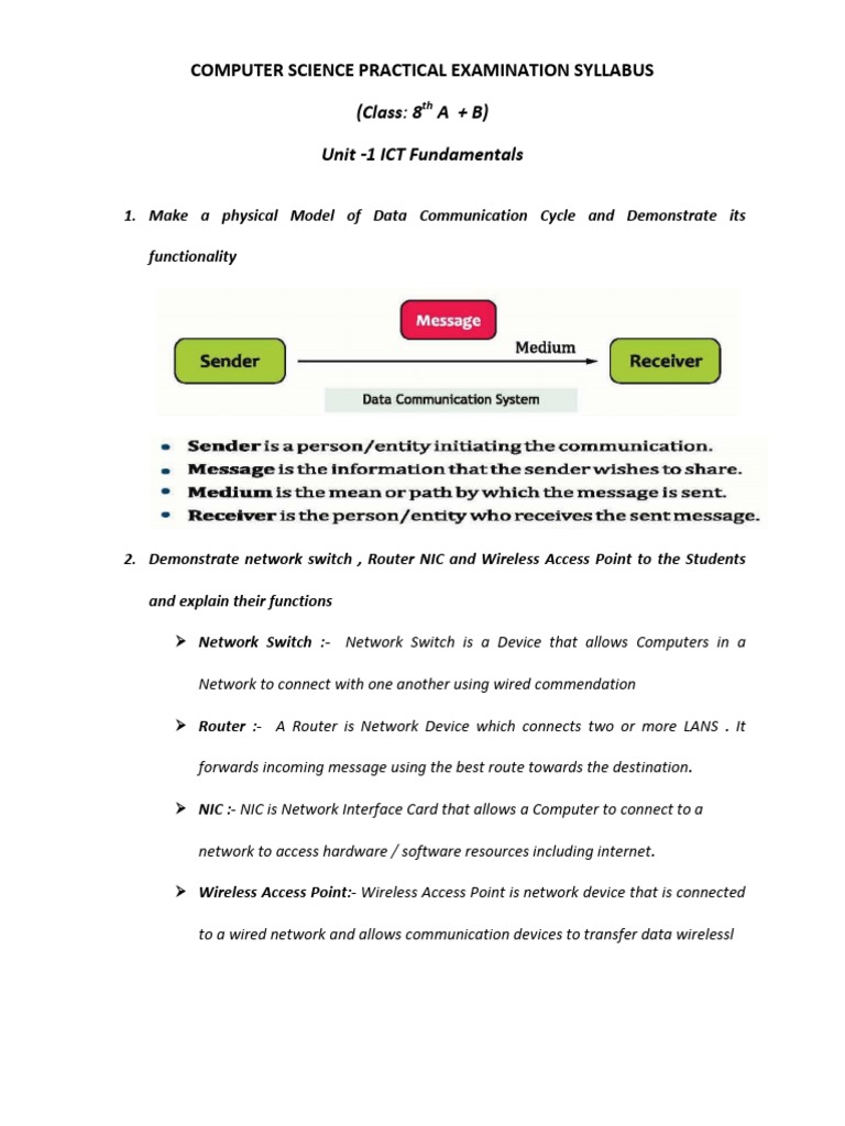Pratical Examination Syllabus 8th | PDF | Computer Network | Network Interface Controller