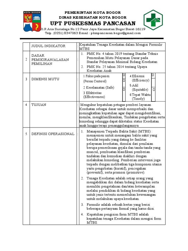 Indikator Mutu Pelayanan Poli Anak MTBS | PDF | Pengembangan Diri