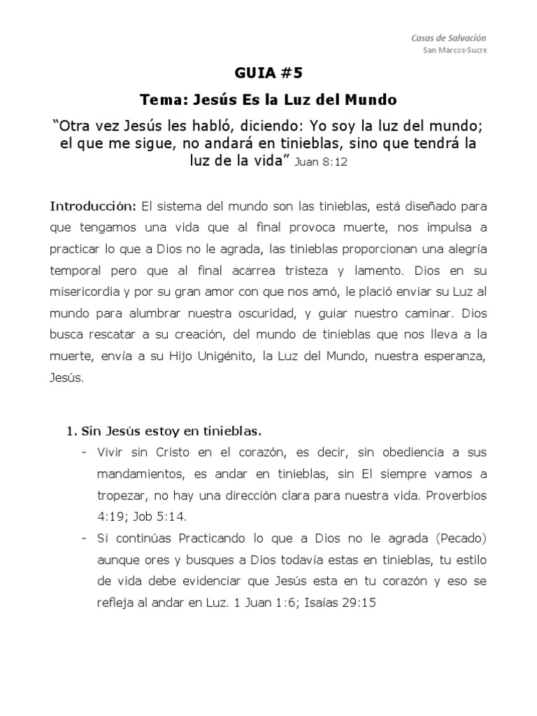 Jesús: La Luz del Mundo y Su Guía | PDF | Jesús | Creencia religiosa y ...
