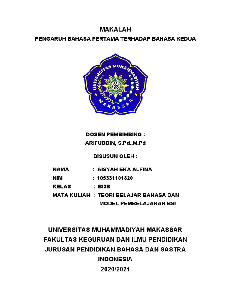 Makalah Pengaruh Bahasa Pertama Terhadap Bahasa Kedua | PDF