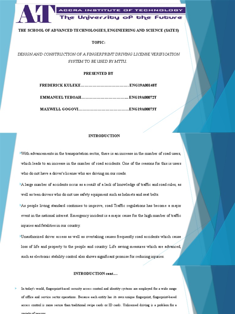 Fingerprint Driving License Verification System To Be Used by Mttu | PDF | Authentication ...