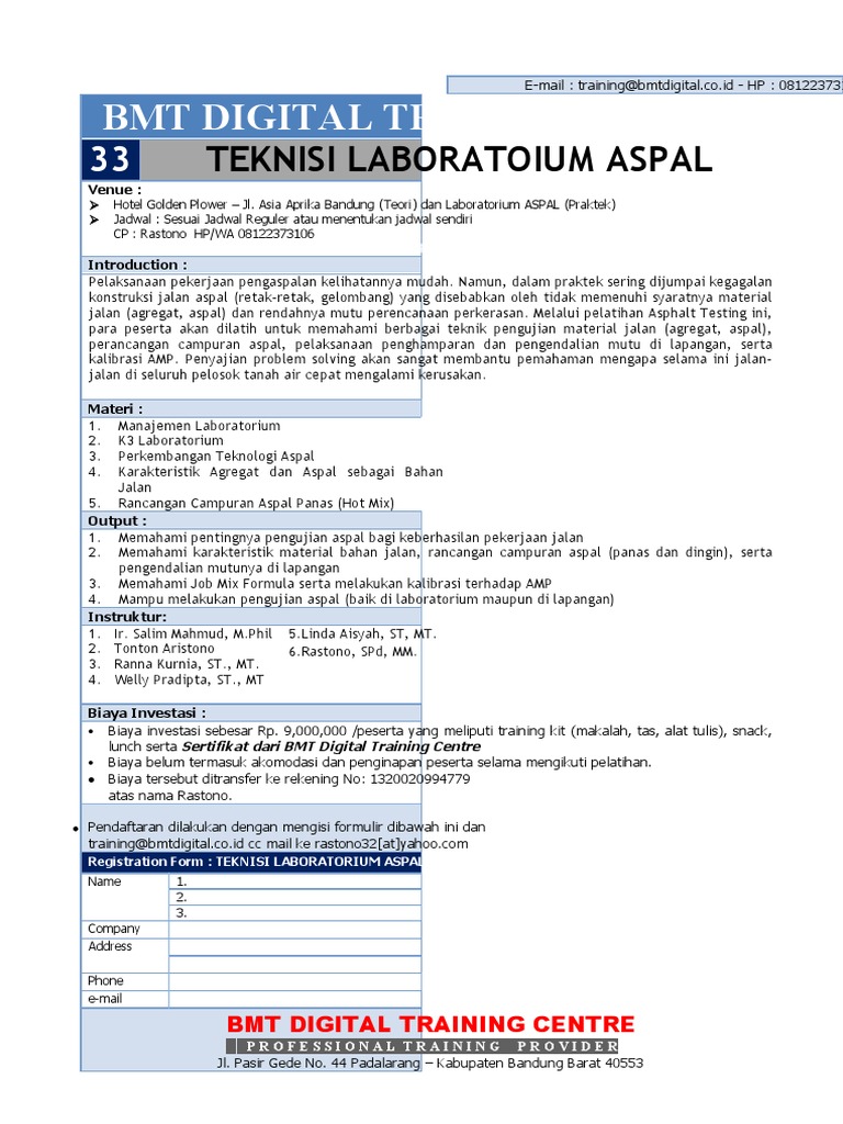 33 SILABUS Teknisi Laboratorium Aspal | PDF