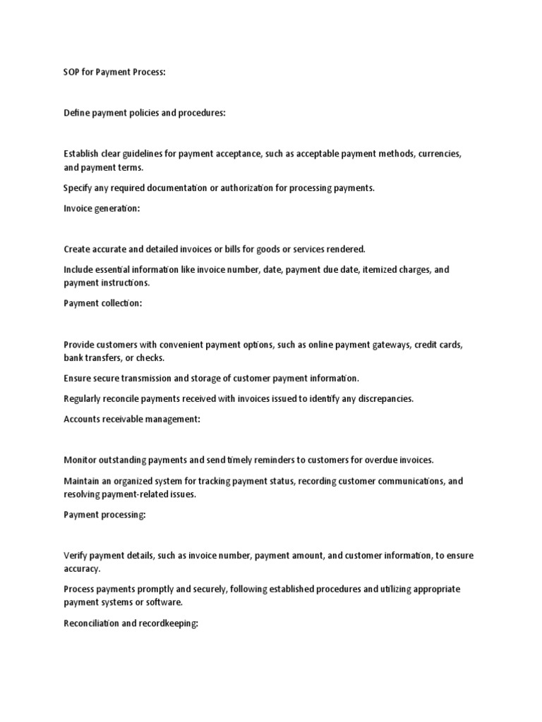 SOP For Payment Process | PDF