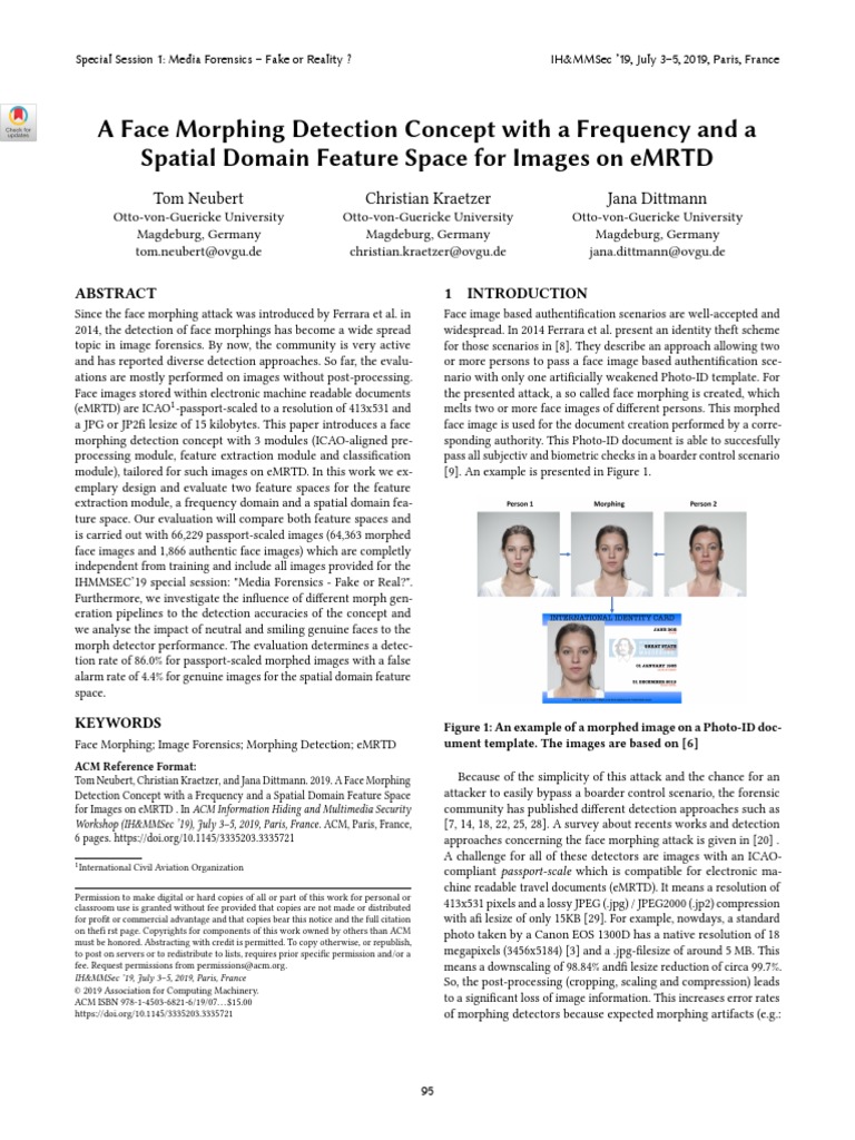 A Face Morphing Detection Concept Pdf Discrete Fourier Transform Data Compression