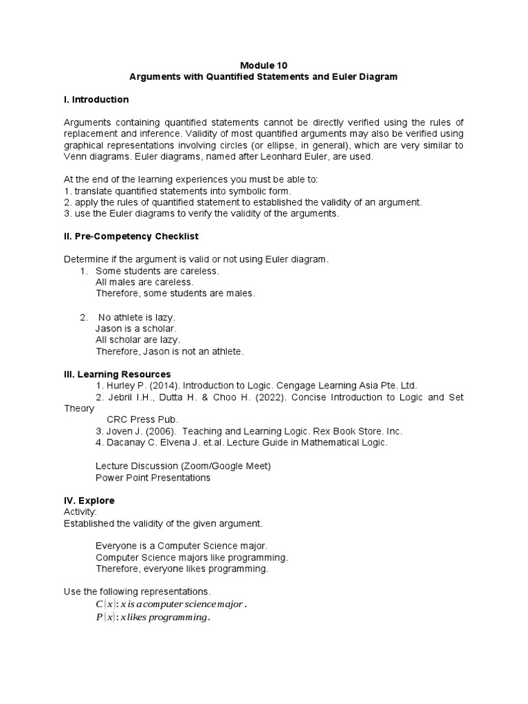 Euler Diagrams & Quantified Statements | PDF | Argument | Mathematics