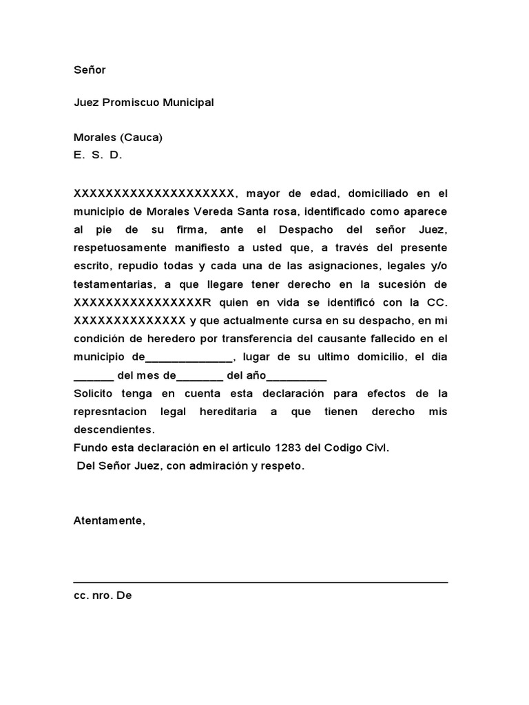 Repudio Herencia Pdf